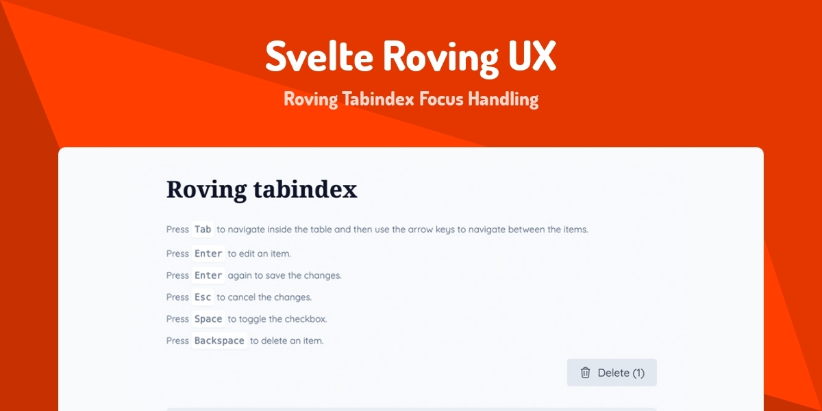 Svelte Roving Ux Roving Tabindex Focus Handling Made With Svelte